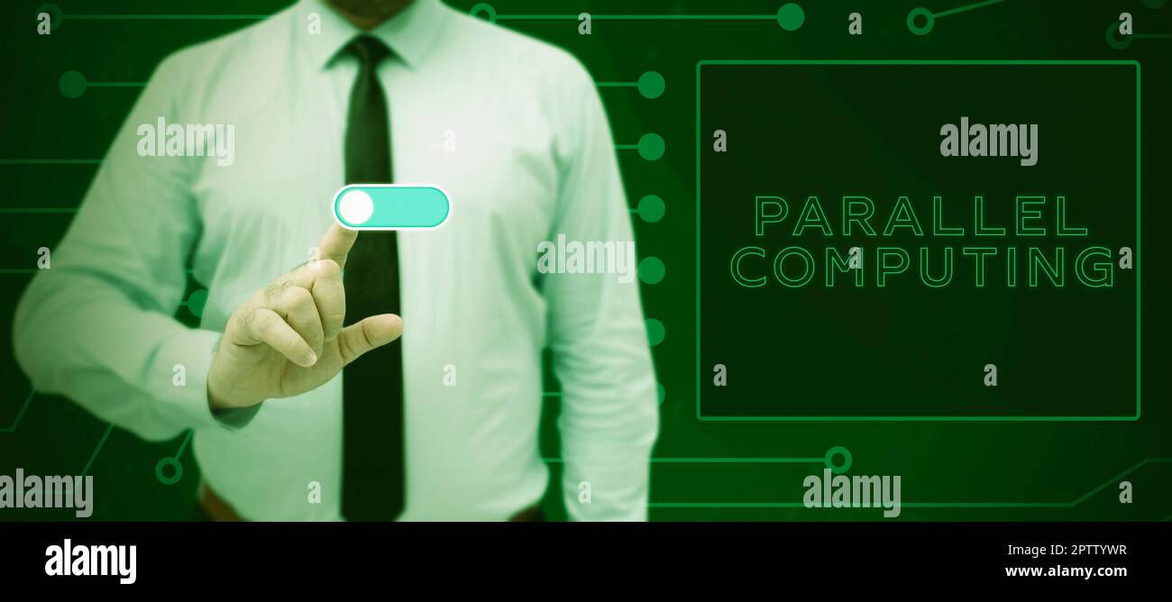 Handwriting text Parallel Computing, Internet Concept simultaneous calculation by means of ...