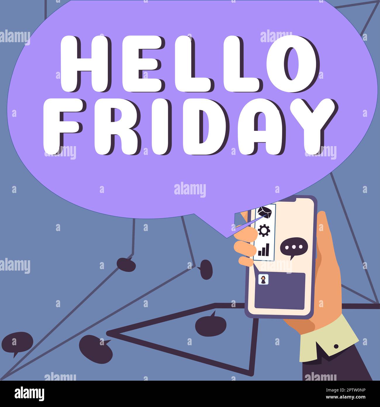 Sign displaying Hello Friday, Business overview Greetings on Fridays because it is the end of ...