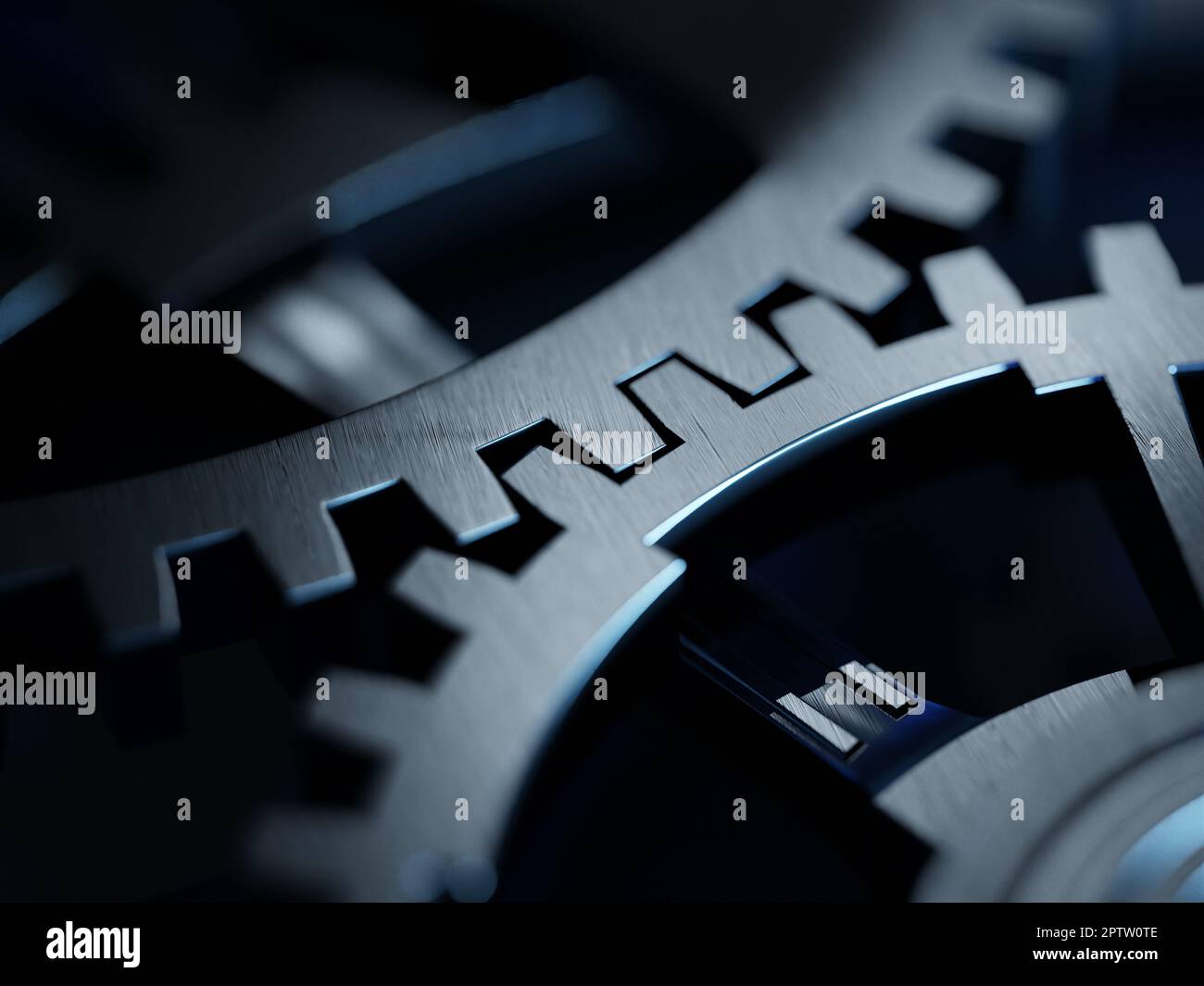 Steel gears from an engine gearbox, close up. High performance engines ...
