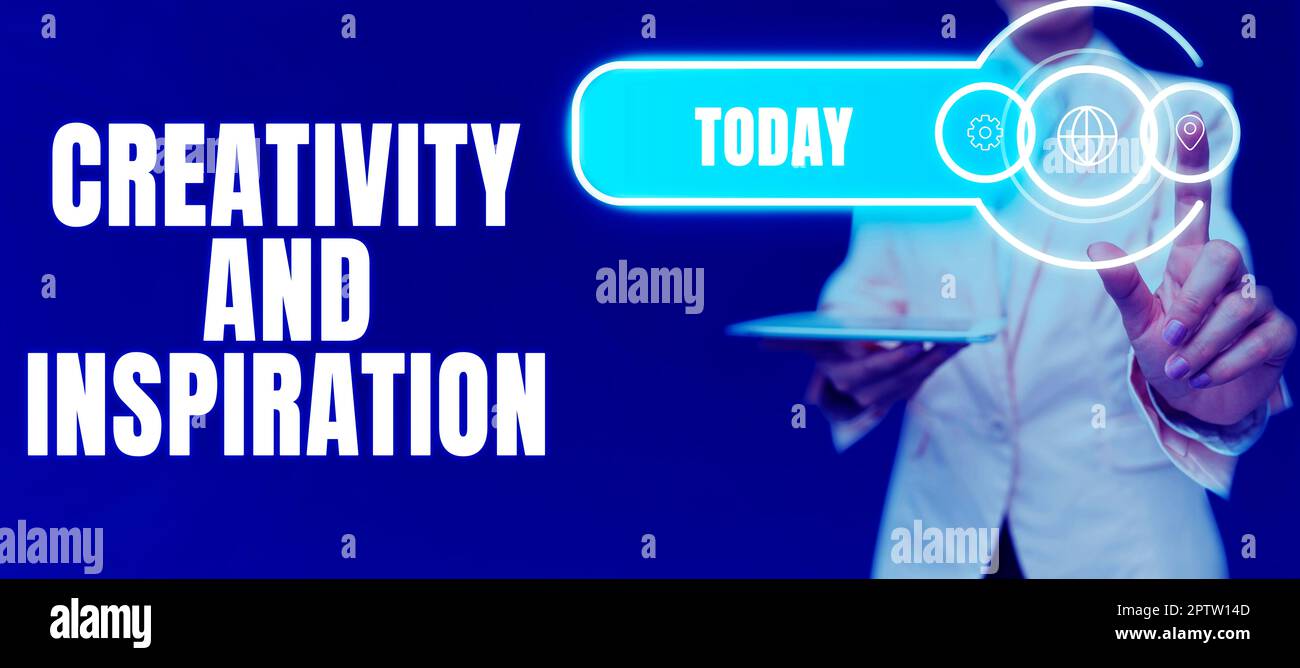 Text sign showing Creativity And Inspiration, Business idea the ...