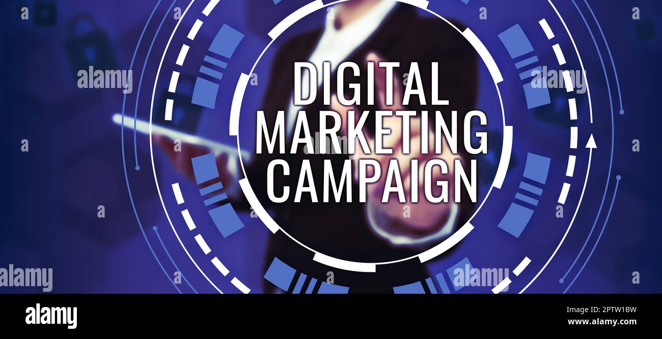 Sign displaying Digital Marketing Campaign, Business overview Social ...