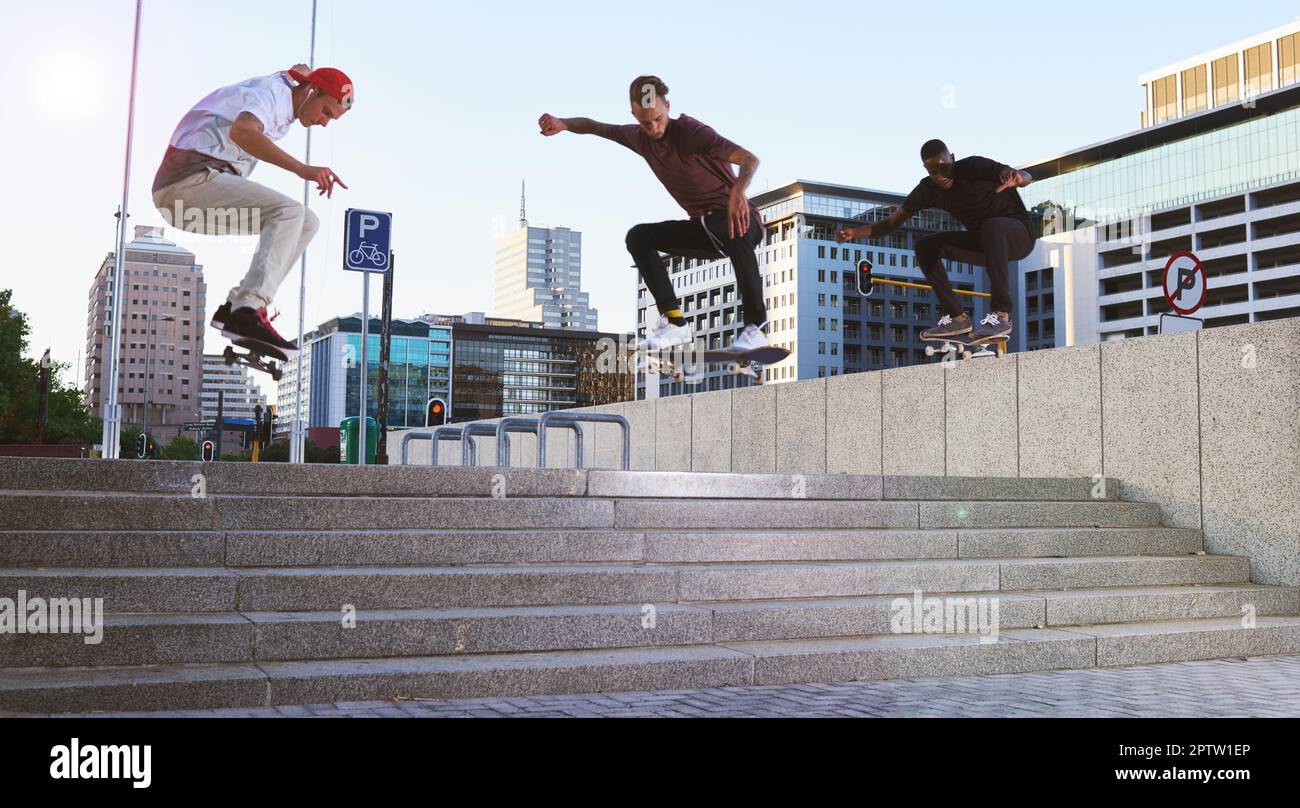Young man jumping down stairs hi-res stock photography and images - Alamy