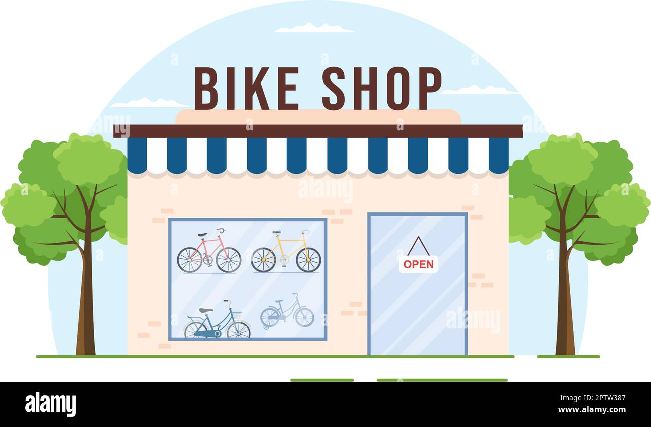 Bike Shop with Shoppers People Choosing Cycles, Accessories or Gear ...