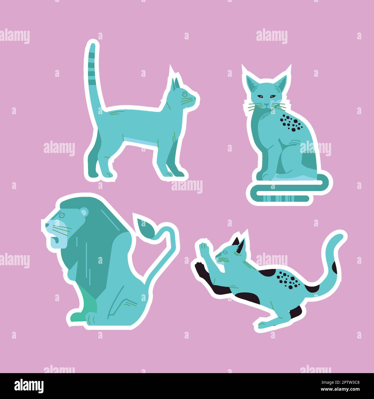 Blue Cat sticker pack Stock Vector Image & Art - Alamy