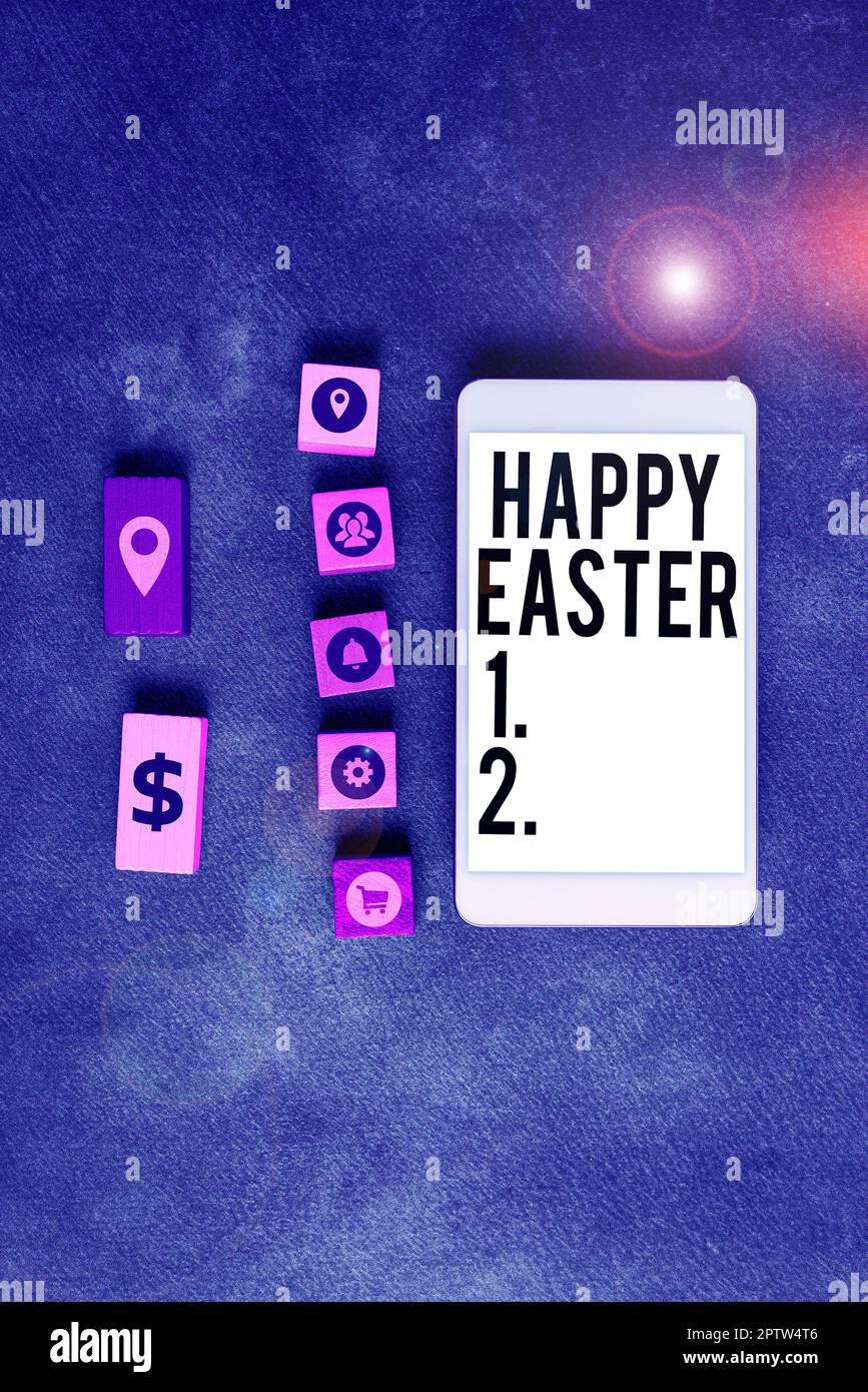 Hand writing sign Happy Easter, Business approach Christian feast ...