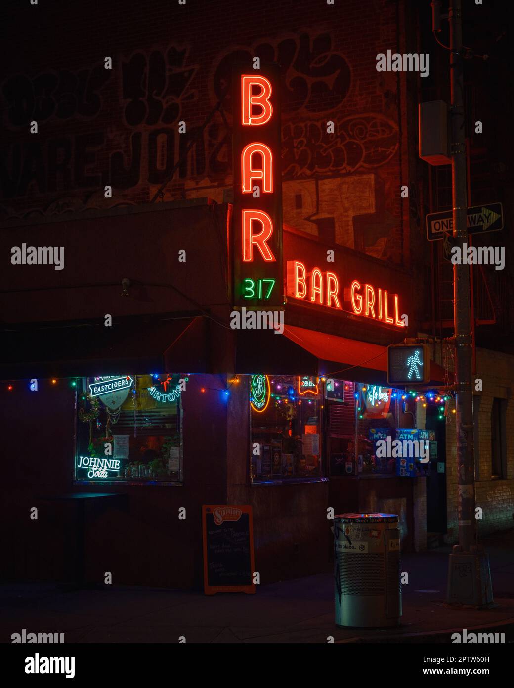 Parkside Lounge neon signs at night, in the Lower East Side, Manhattan ...