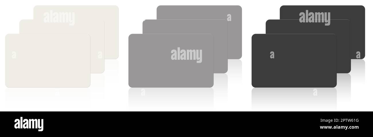Three credit card blank template white, grey and black for presentation ...