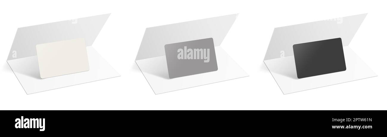 Three credit card blank template white, grey and black for presentation ...