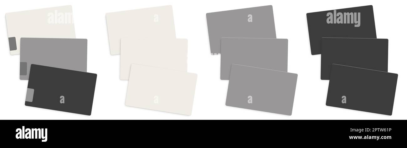 Three credit card blank template white, grey and black for presentation ...