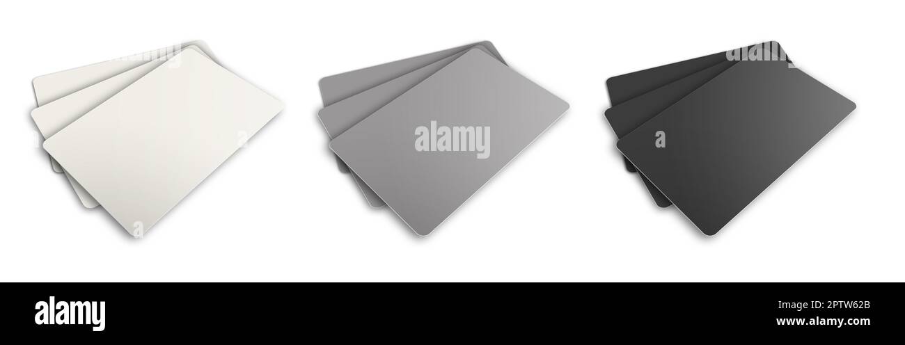 Three credit card blank template white, grey and black for presentation ...