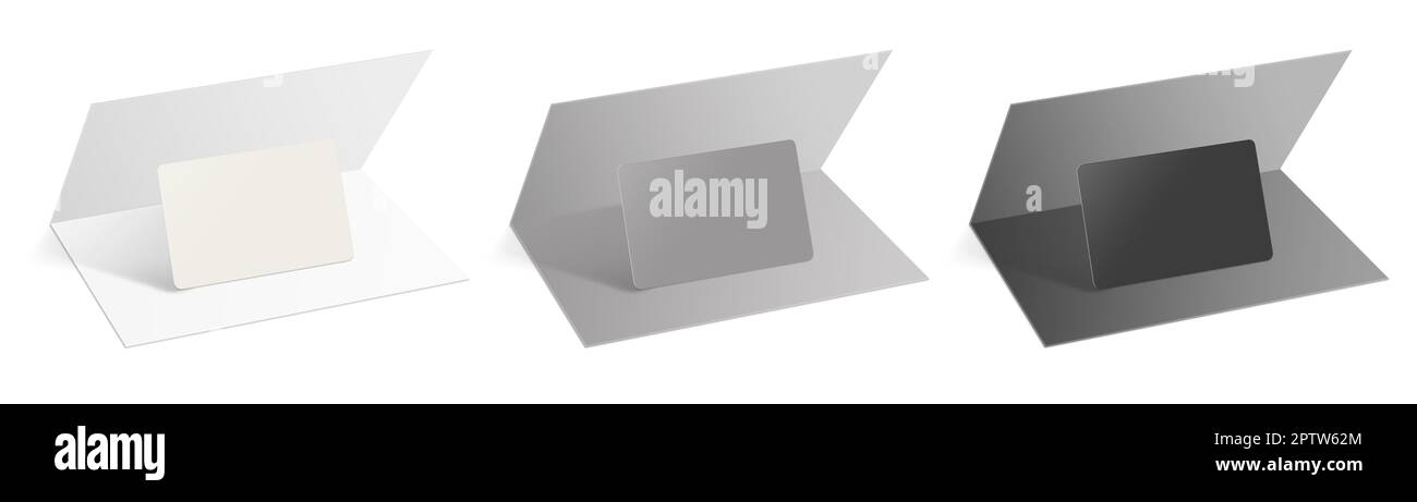Three credit card blank template white, grey and black for presentation ...