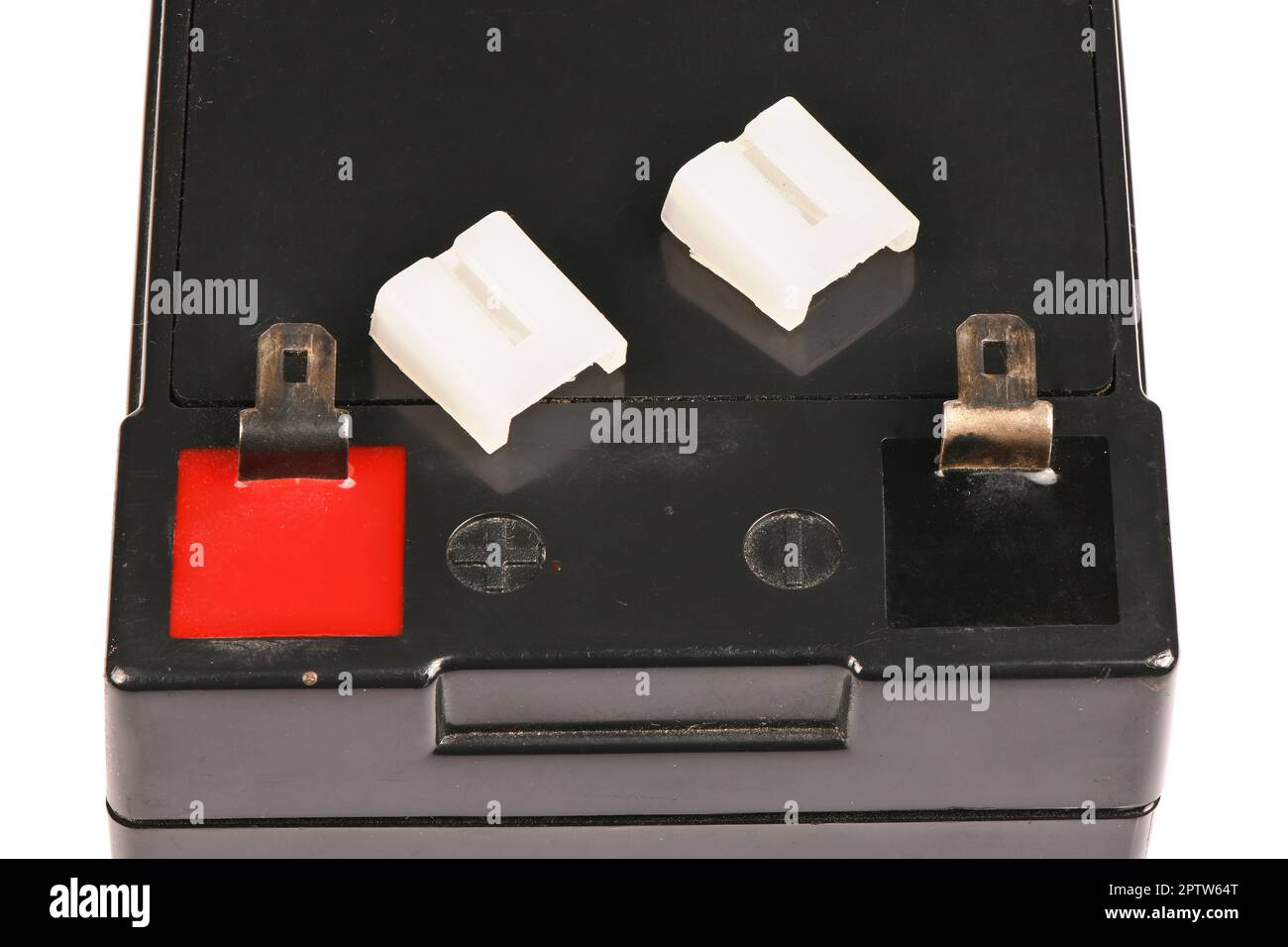 Acid Sealed Battery from Uninterruptible Power Supply. Side view. High ...