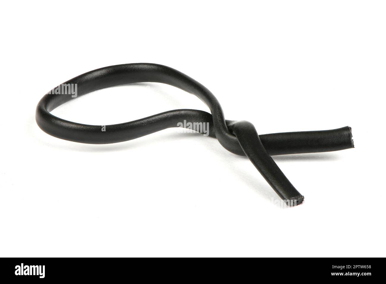 Black plastic coated wire tie used for a variety of things isolated on ...