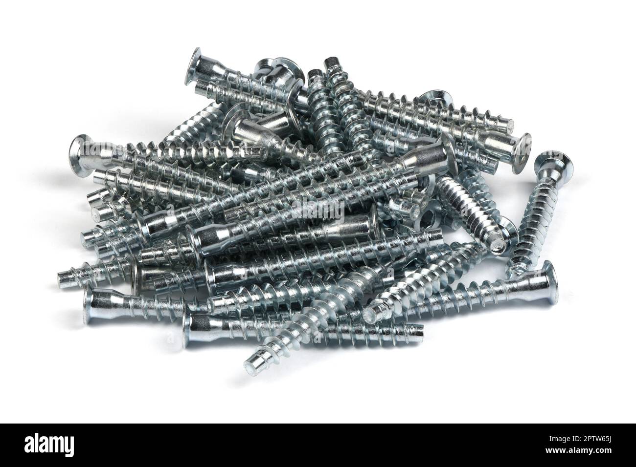 Screw-Confirmat for furniture, screw with hexagonal slot isolated on ...