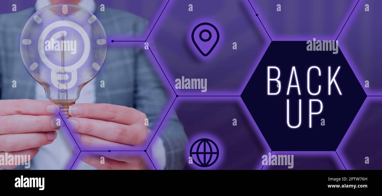 Text Caption Presenting Backup Word For Process That Protects Important Information From Being