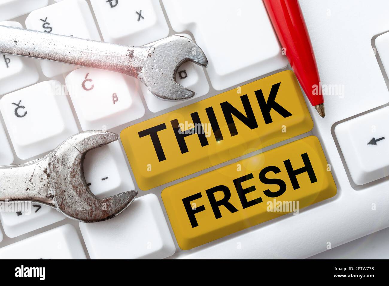 Inspiration showing sign Think Fresh, Business concept a new ...