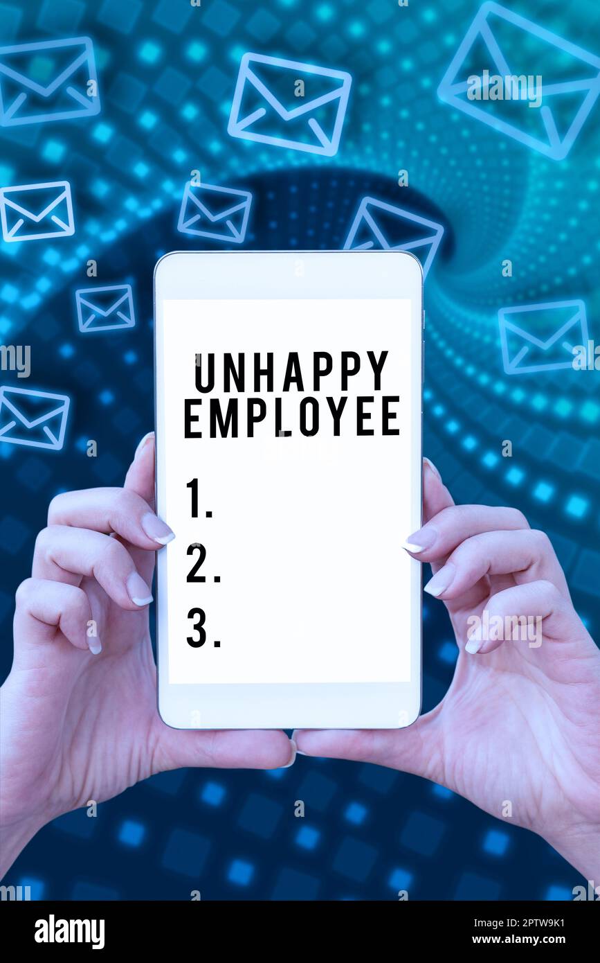 Conceptual caption Unhappy Employee, Business overview a workforce not ...