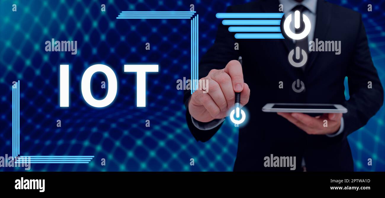 Hand writing sign Iot, Word for internet of things transfer data to ...