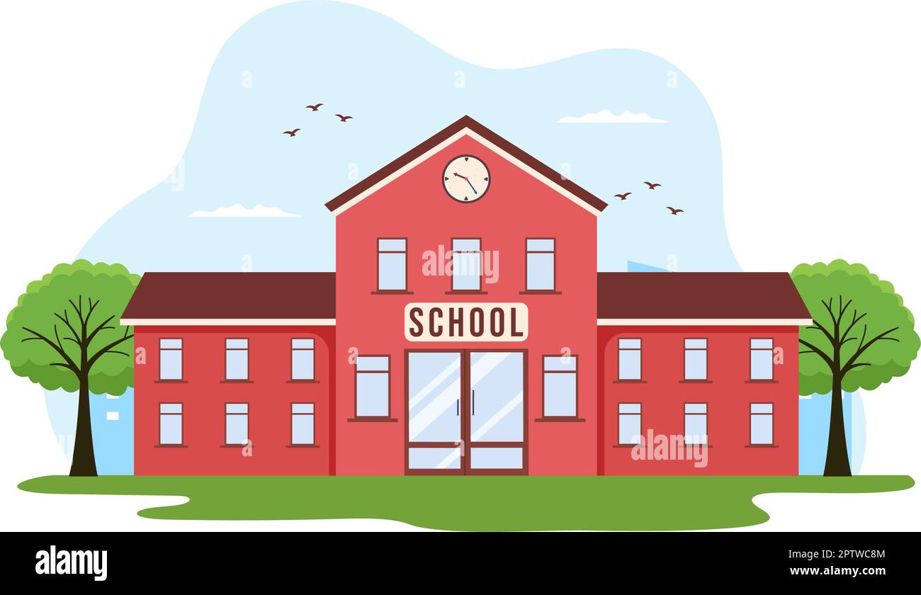 Primary School with Building Structure and Eksterior in Template Hand ...