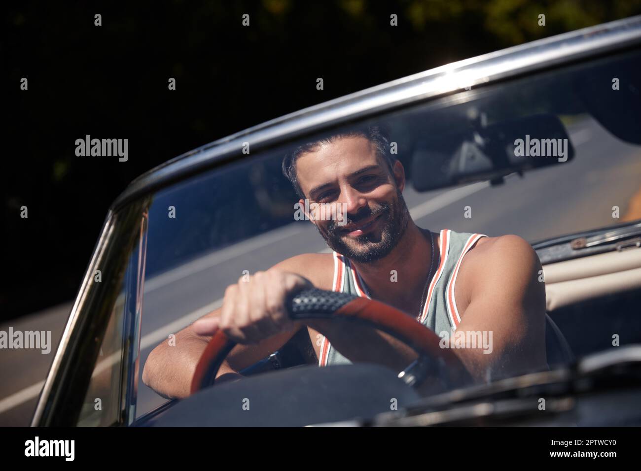 Know only one direction, forward. a handsome young man on a roadtrip ...