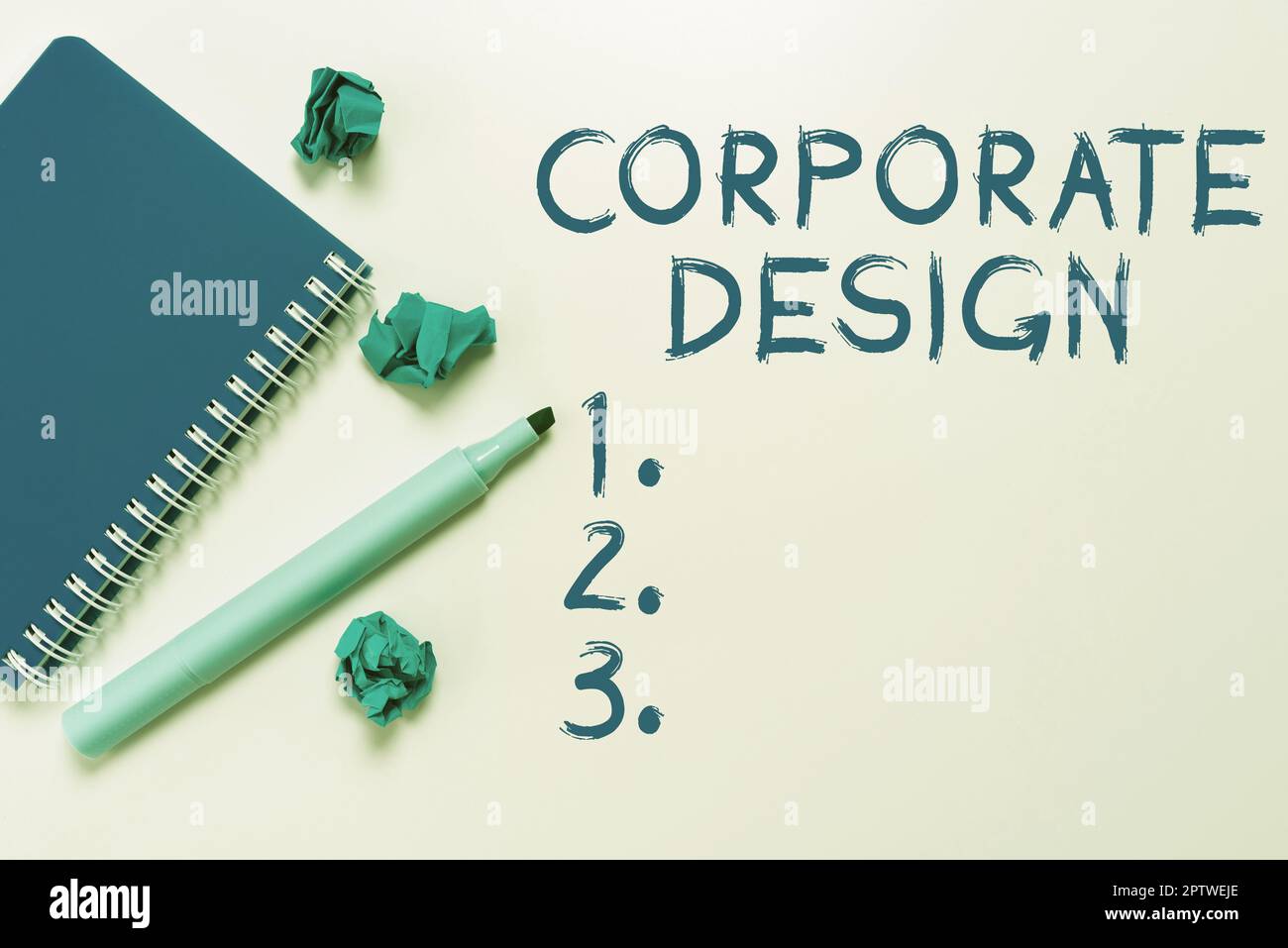 Text caption presenting Corporate Design, Word Written on official ...