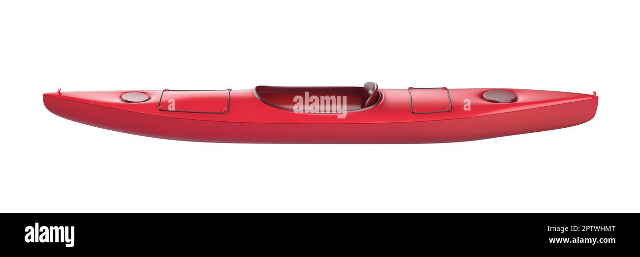 Side view of red plastic kayak, isolated on white background Stock ...