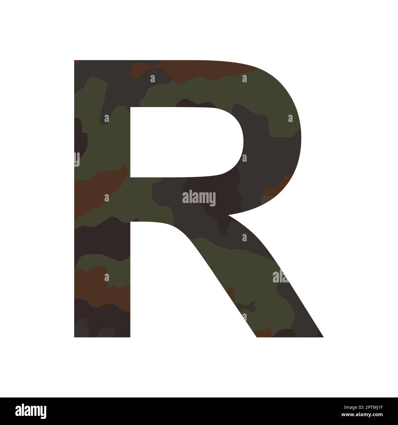 English alphabet letter R, khaki style isolated on white background ...