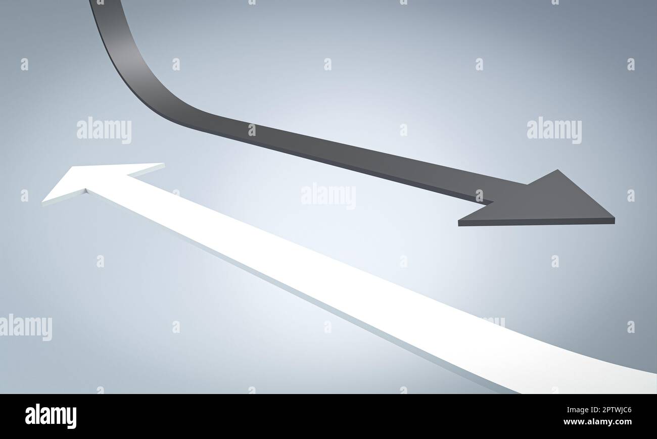 opposing black and white arrows. 3d render Stock Photo - Alamy