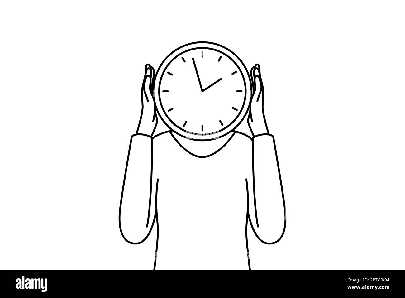 Person with clock instead of head. Man or woman with watch worried ...