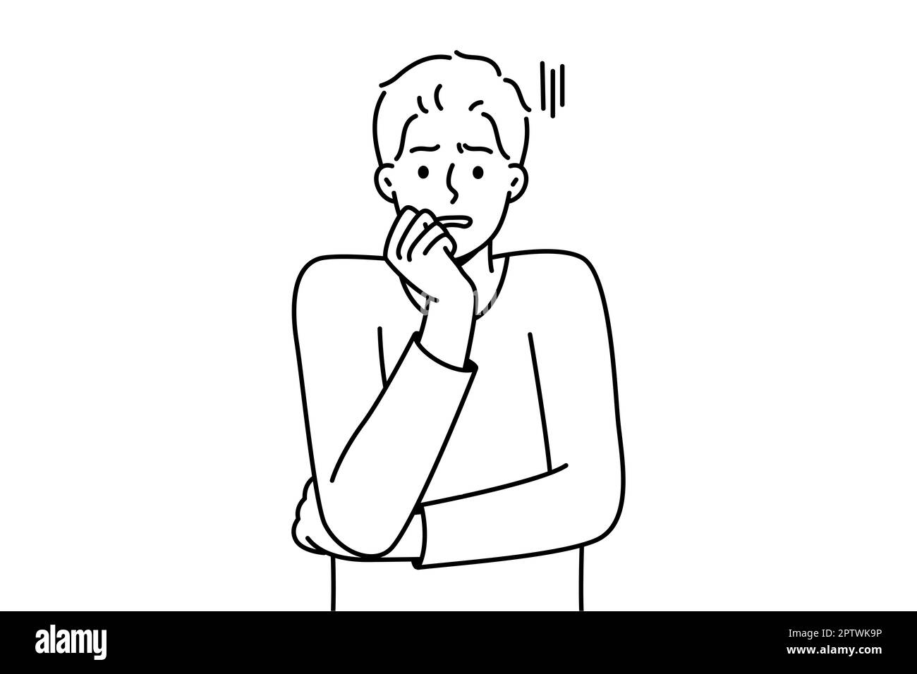 Anxious young man feeling terrified and worried. Unhappy guy feel ...