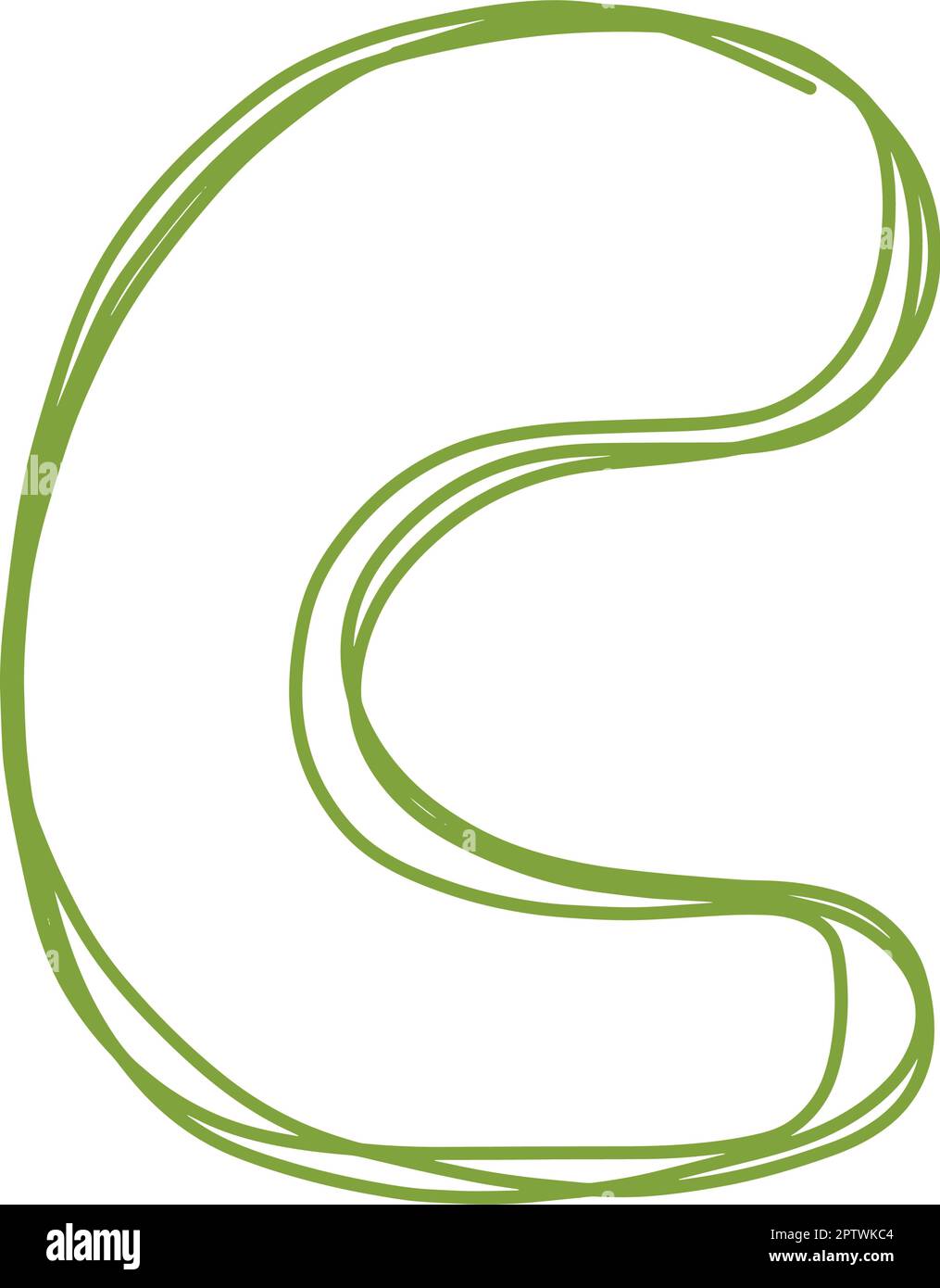 Alphabet C letter hand drawn outline stroke drawing illustration ...