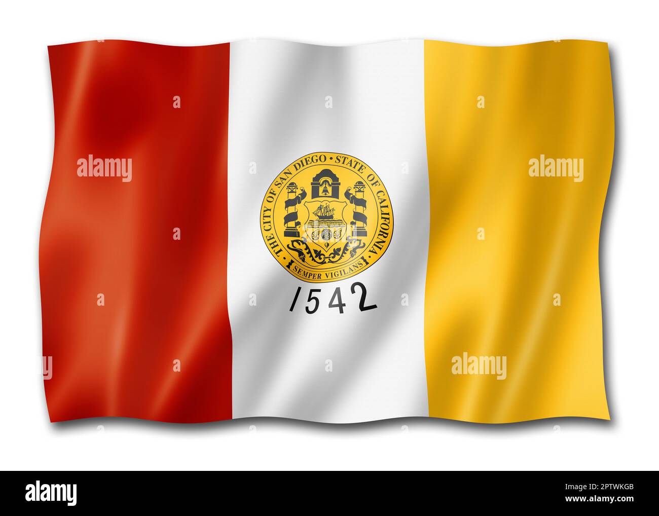 San Diego city flag, California. United states waving banner collection ...