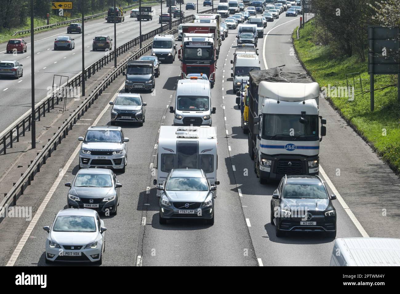 West Bromwich, West Midlands, 28th April 2023 - Gridlocked traffic ...