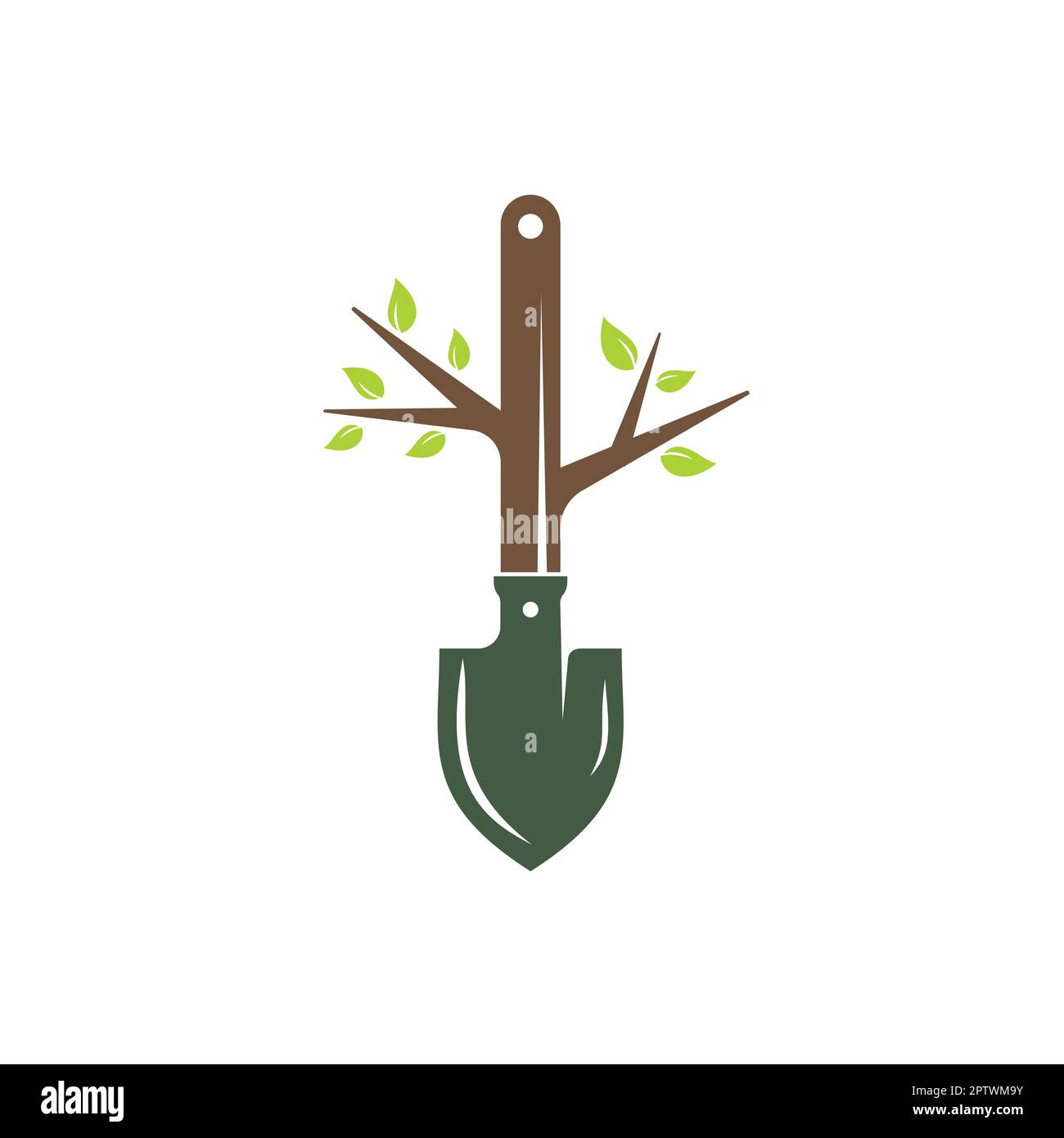 Shovel tree vector logo design. Green garden environment logo design ...