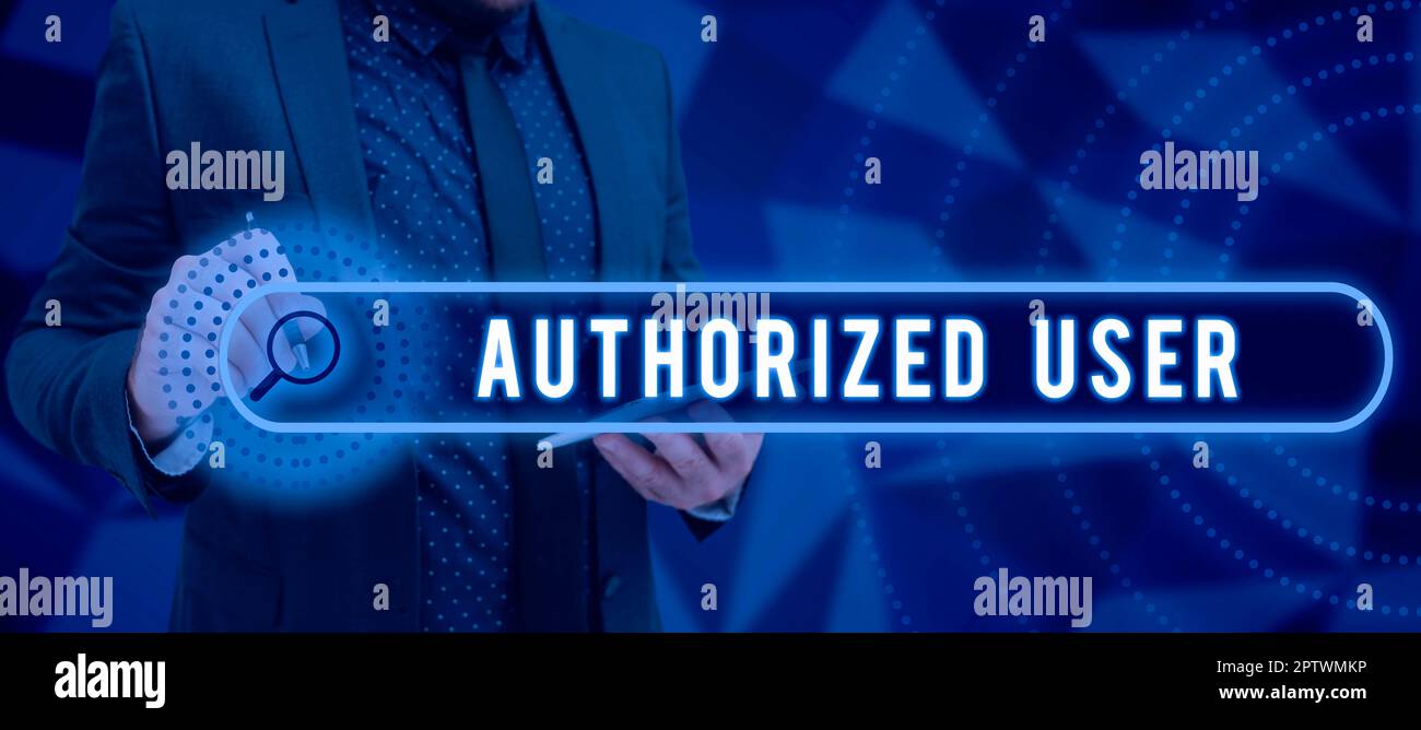 Text caption presenting Authorized User, Business overview person ...