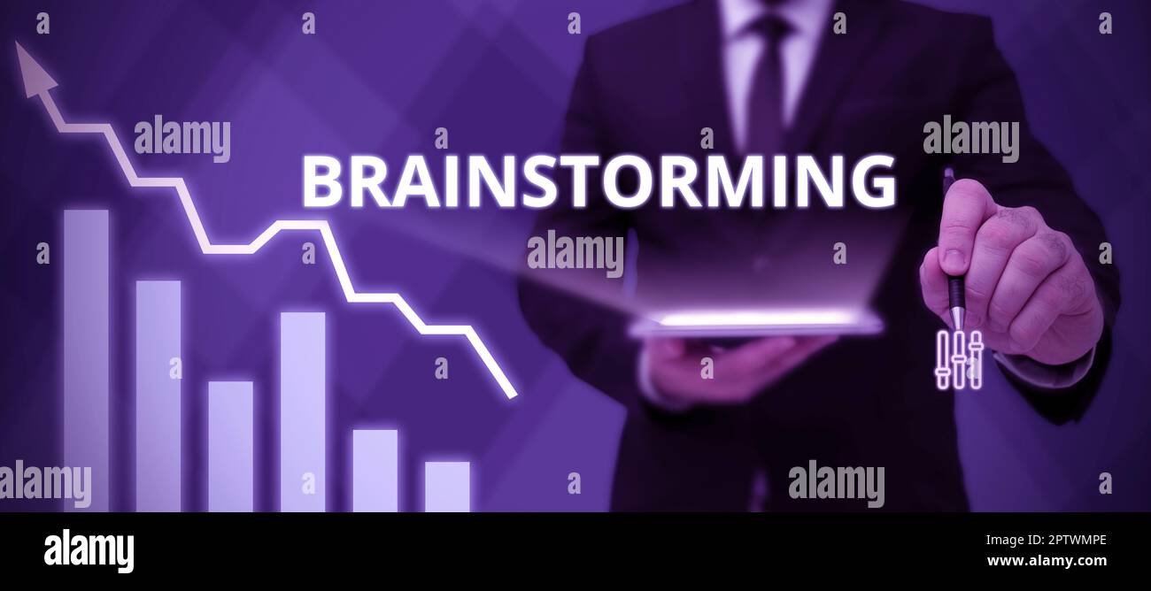 Text caption presenting Brain Storming, Business idea Stimulating ...