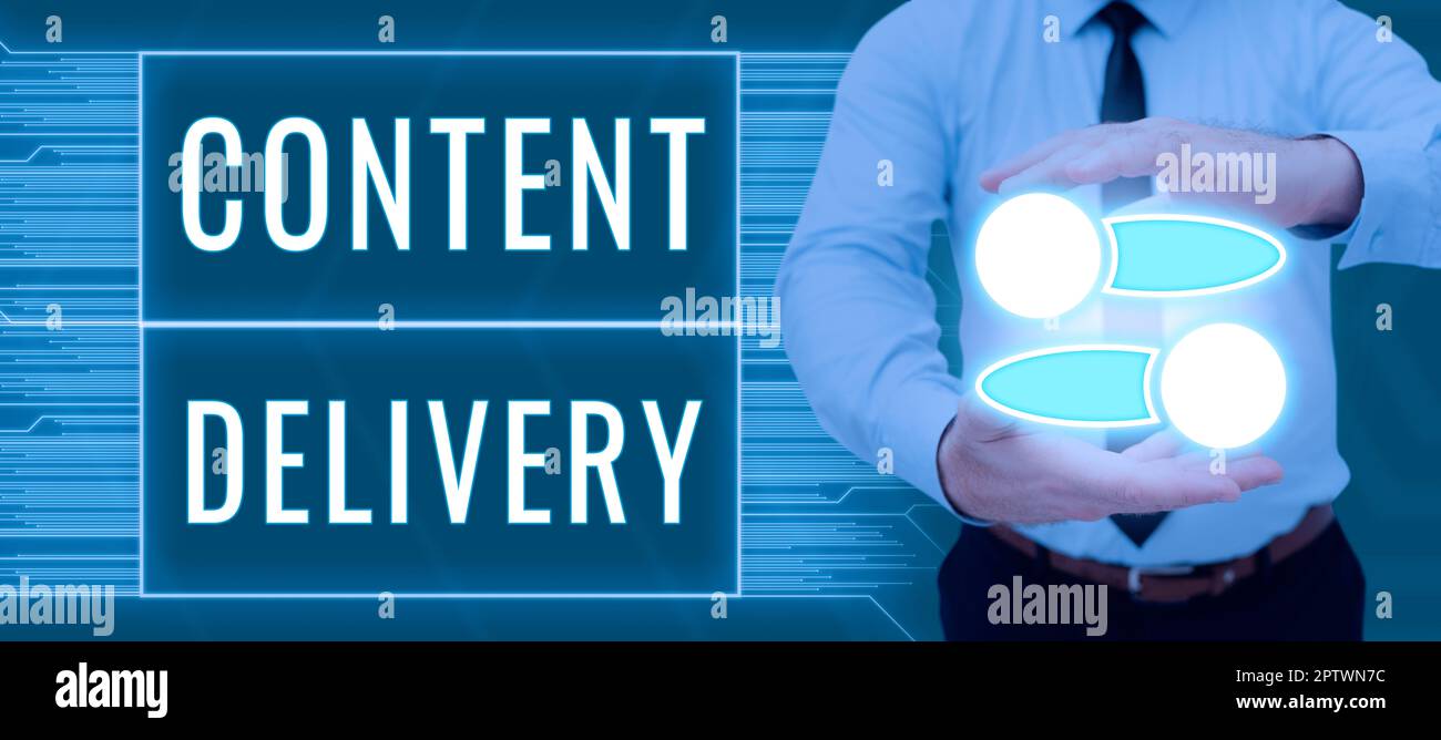 Inspiration showing sign Content Delivery, Internet Concept geographically distributed network ...