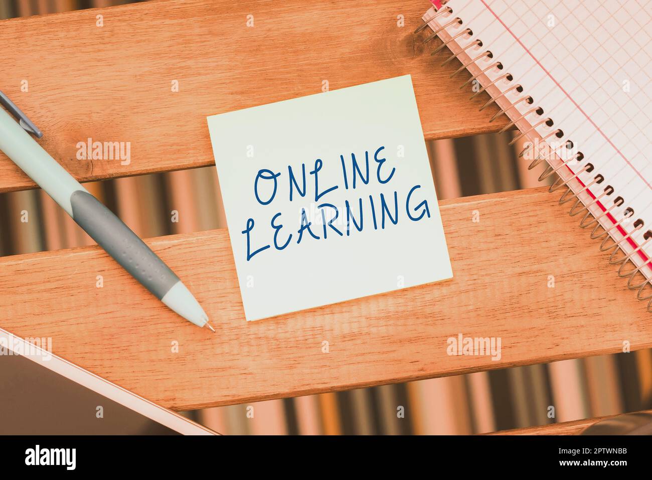 Text caption presenting Online Learning, Business overview taking a course that can be accessed ...