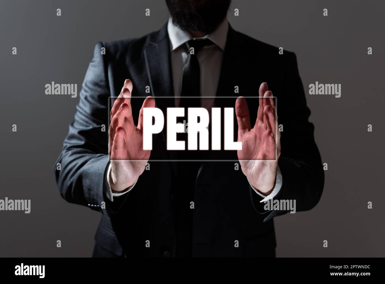 Hand writing sign Peril, Business approach indicates something ...