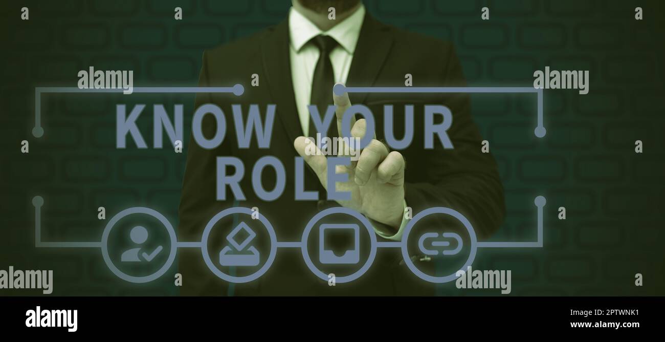 Inspiration showing sign Know Your Role, Word for Be clear of one ...