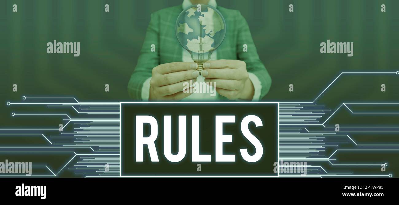 Inspiration showing sign Rules, Business concept exercise ultimate ...