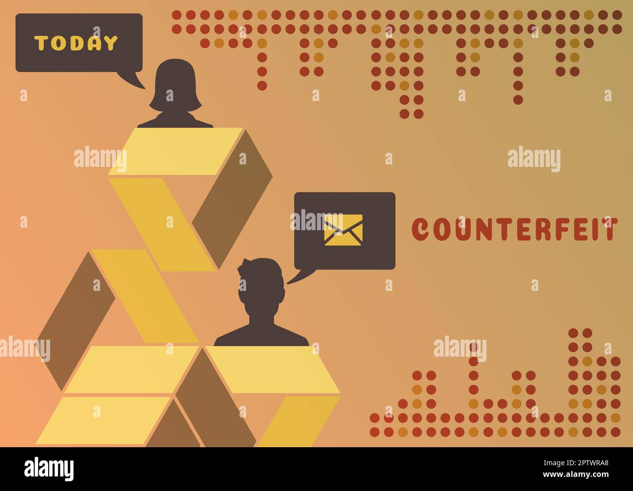 Text sign showing Counterfeit, Concept meaning made in imitation of ...