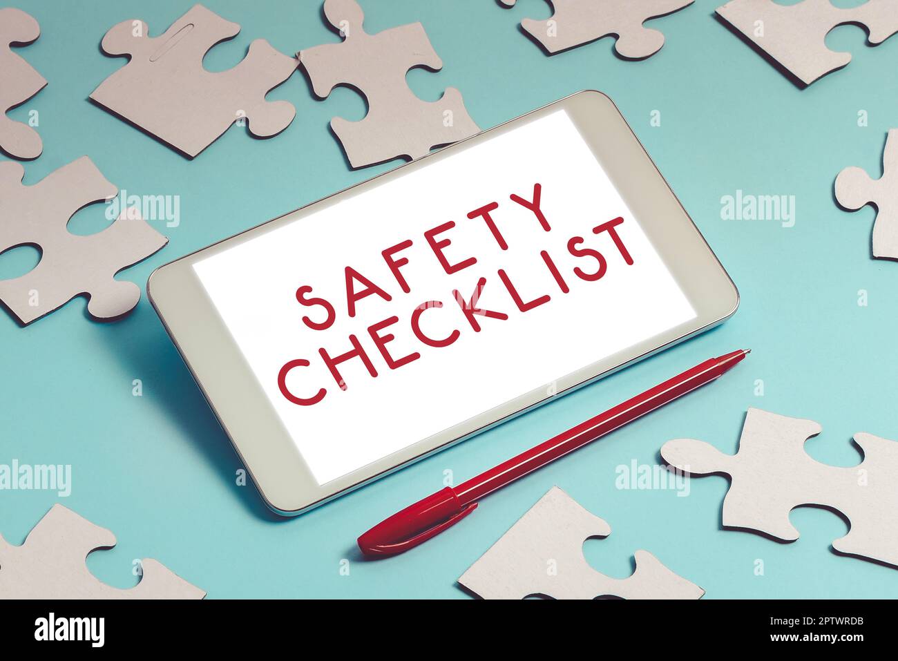 Hand writing sign Safety Checklist, Internet Concept list of items you ...