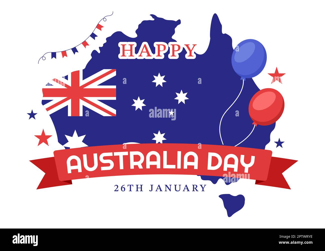 Happy Australia Day Observed Every Year on January 26th with Flags and Map to Diversity of ...