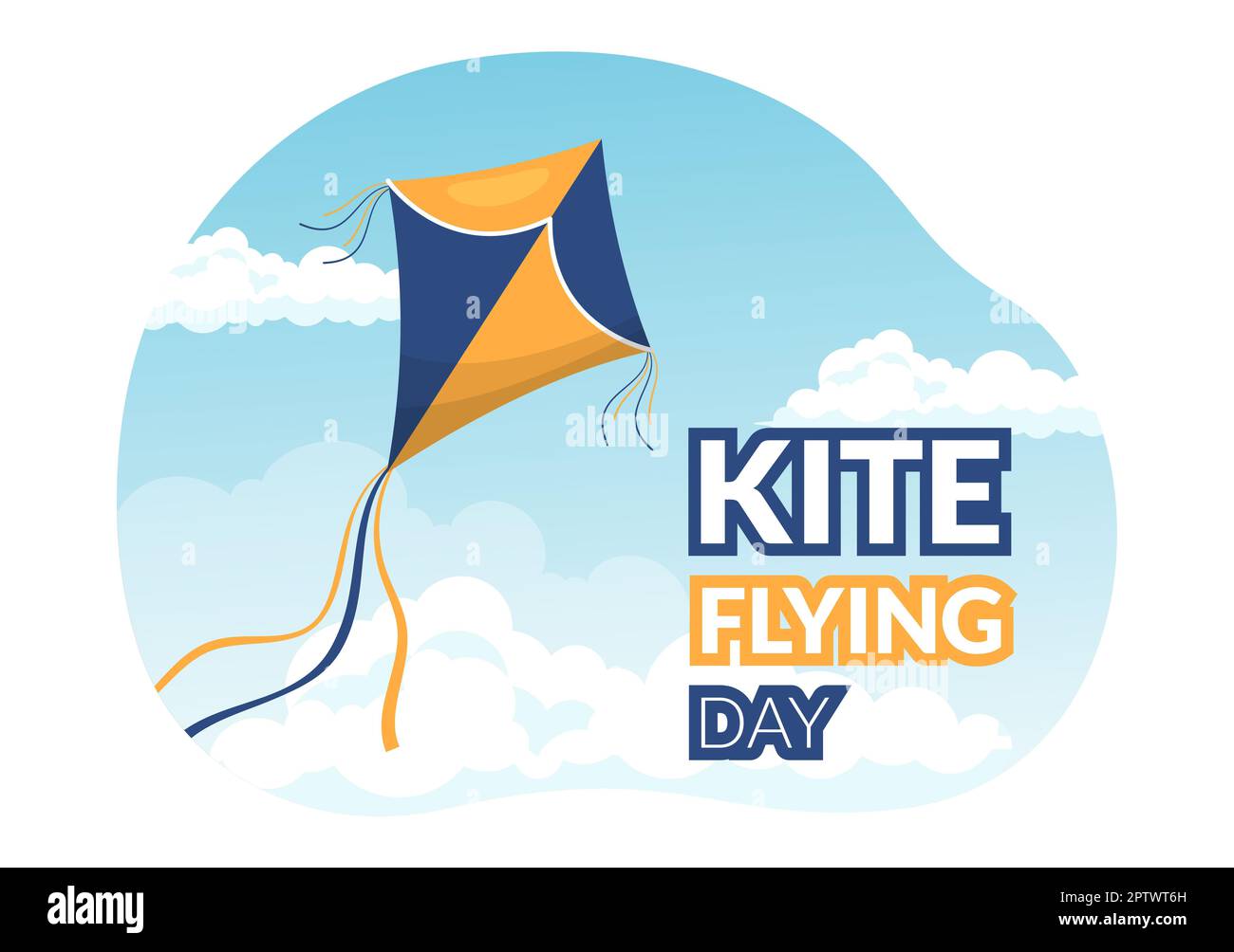 National Kite Flying Day on February 8 of Sunny Sky Background in Kids ...
