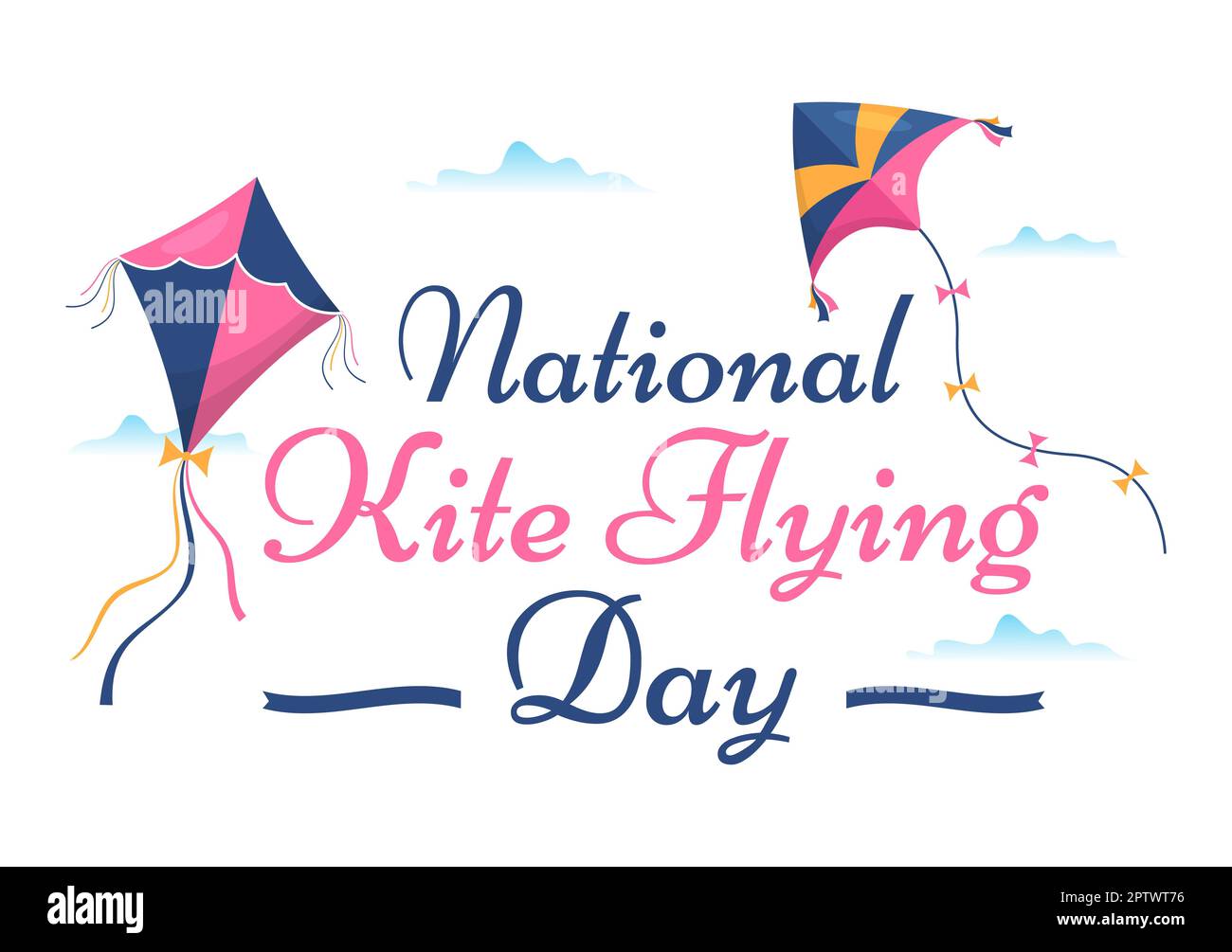 National Kite Flying Day on February 8 of Sunny Sky Background in Kids ...