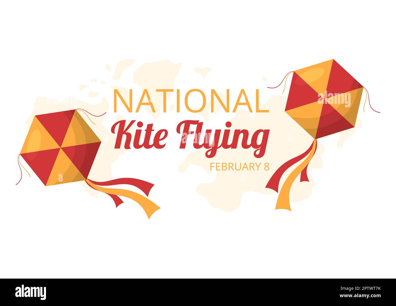 National Kite Flying Day on February 8 of Sunny Sky Background in Kids ...