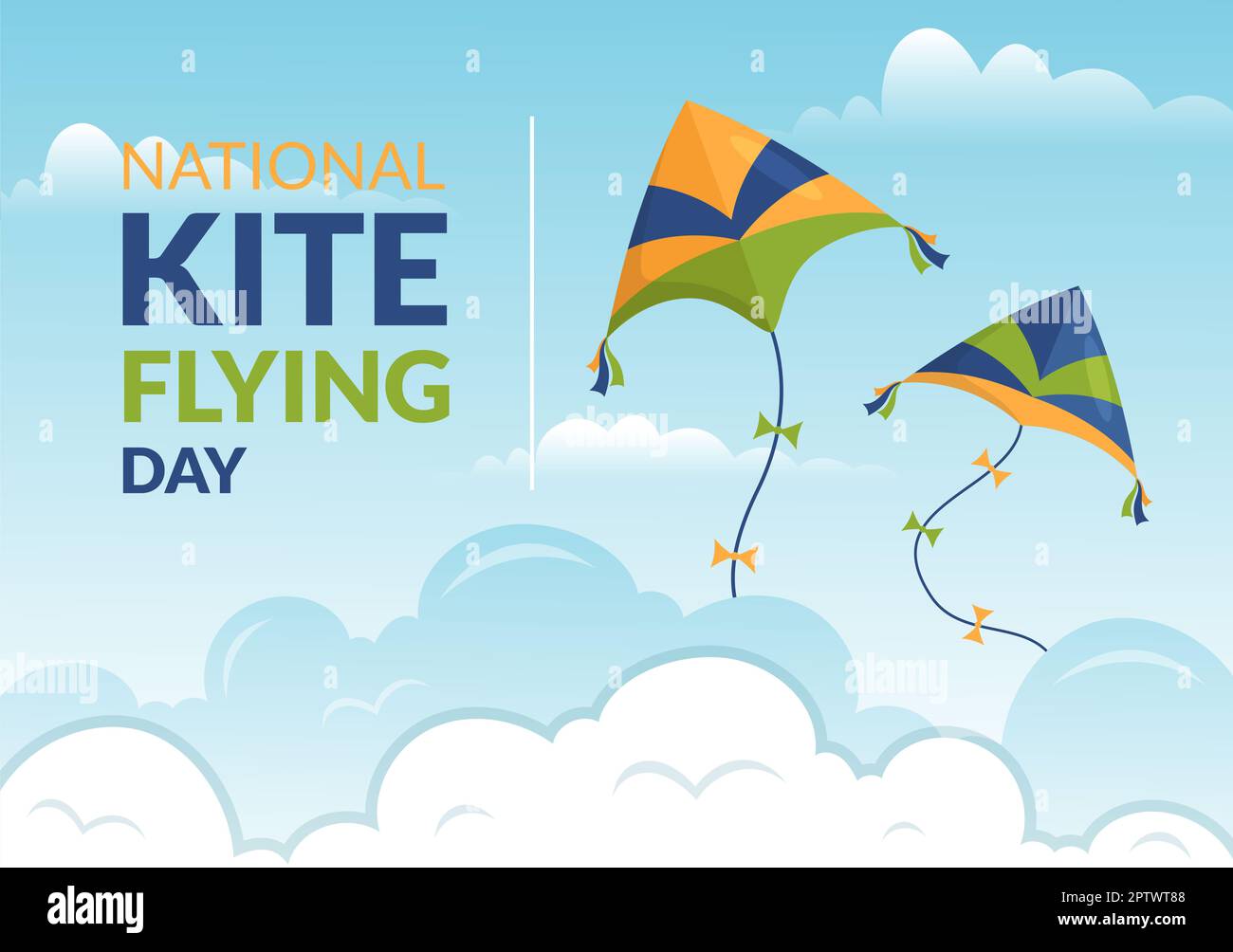 National Kite Flying Day on February 8 of Sunny Sky Background in Kids ...