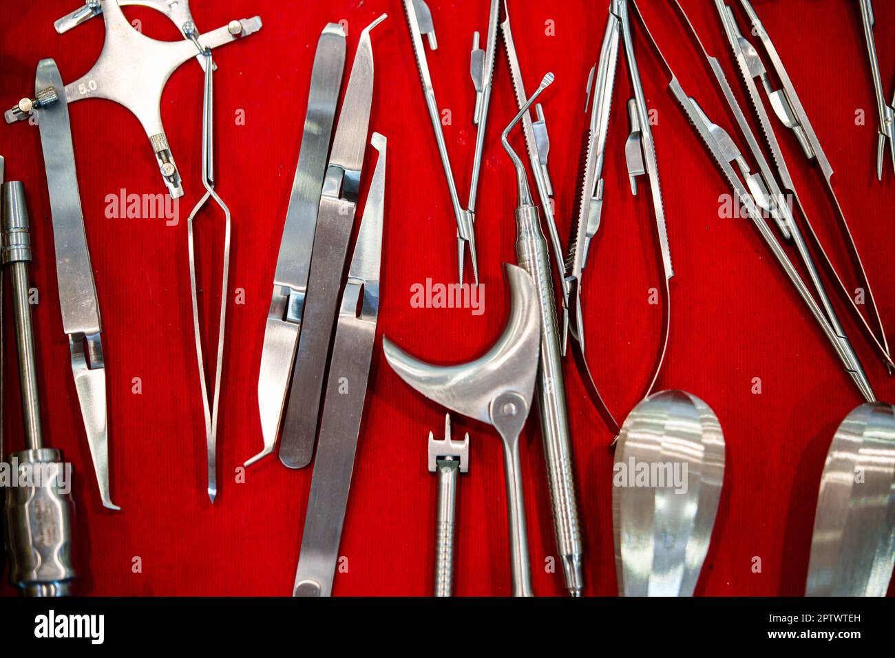 Close up shot of a collection of dental medical equipment tools Stock ...