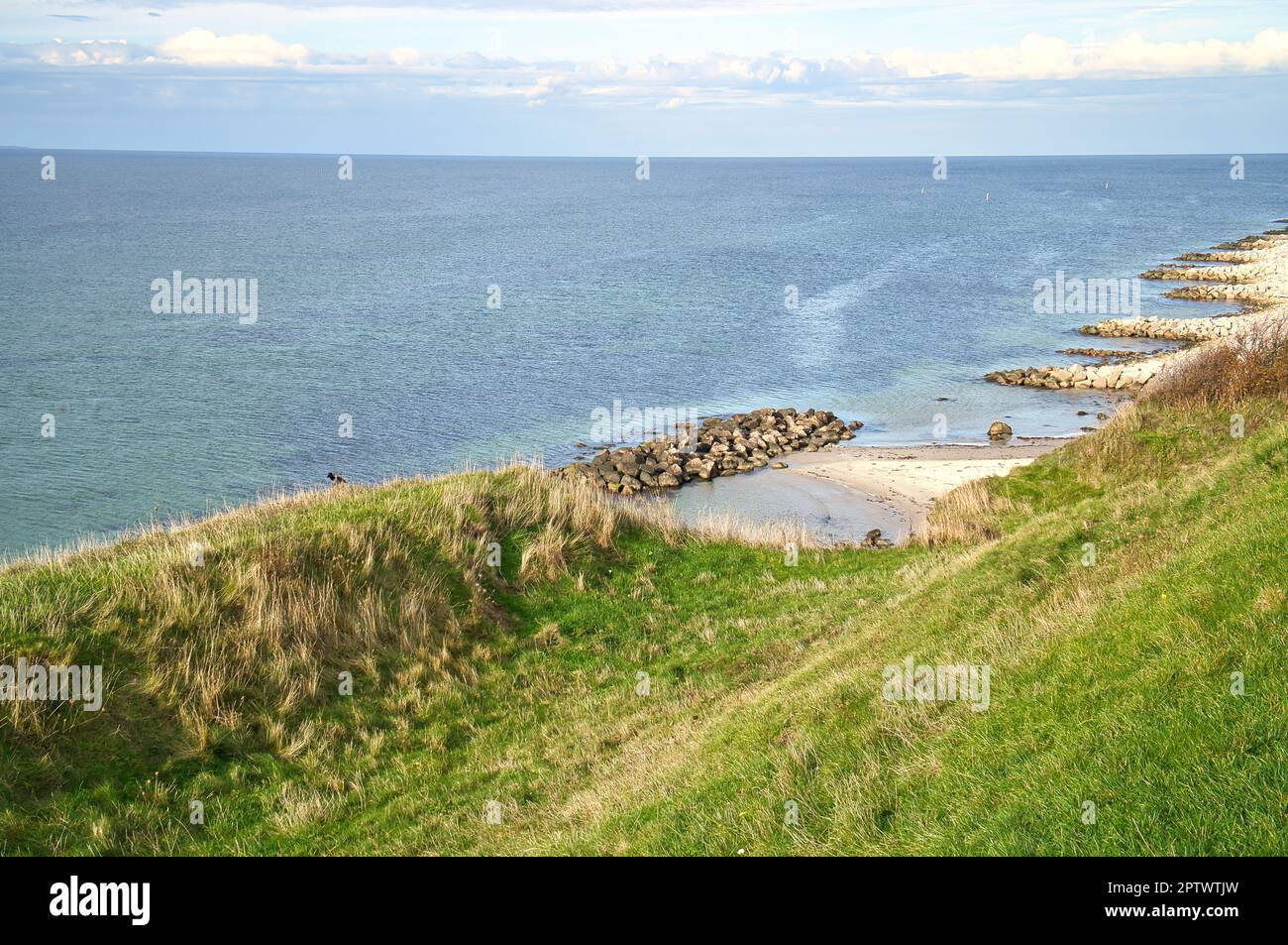 Hundested, Denmark on the cliff overlooking the sea. Baltic Sea coast ...